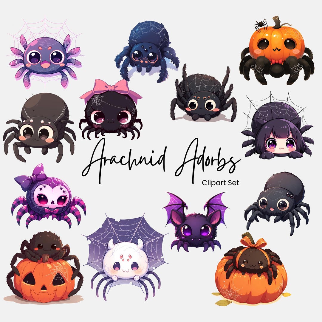 Goth Kawaii Halloween Girly Spider Clipart Png, Cute Spooky Autumn Fall ...