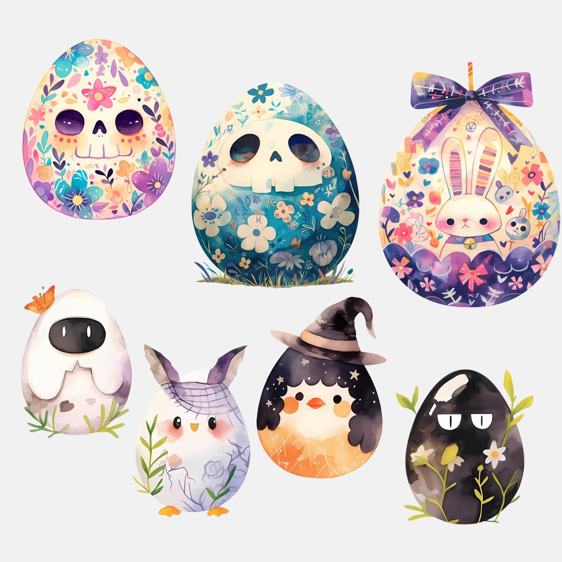 Goth Spooky Cute Easter Eggs Clipart Png, Creepy Kawaii Pastel Gothic ...