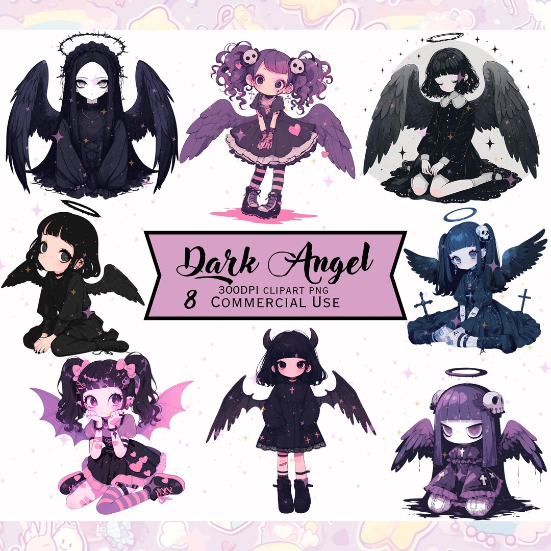 Gothic Dark Angel Anime Goth Kawaii Clipart Png, Halloween Fantasy ...