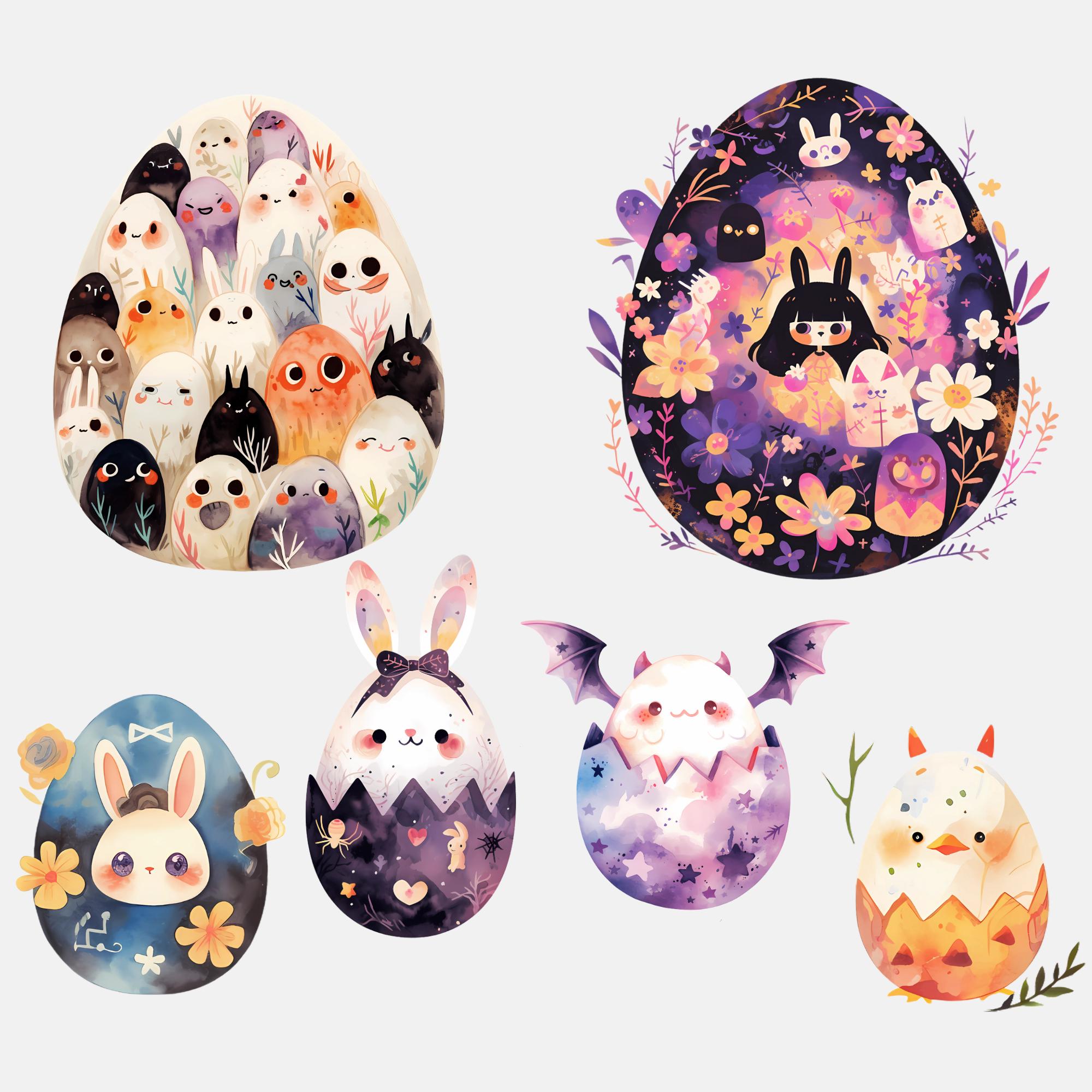 Goth Spooky Cute Easter Eggs Clipart Png, Creepy Kawaii Pastel Gothic ...