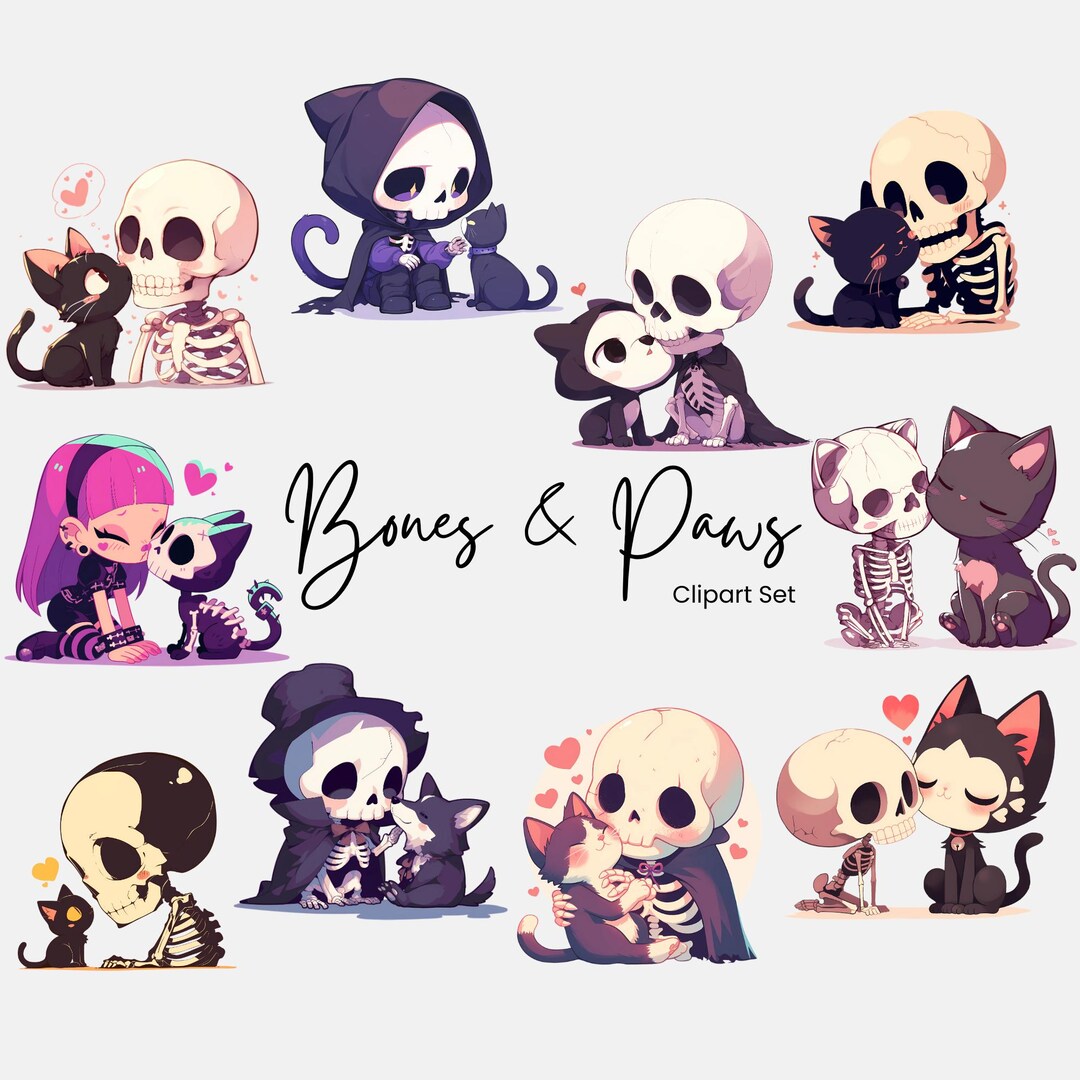 Ghost and Dog Cat Boop Bestie Skeleton Halloween Clipart Png, Spooky ...