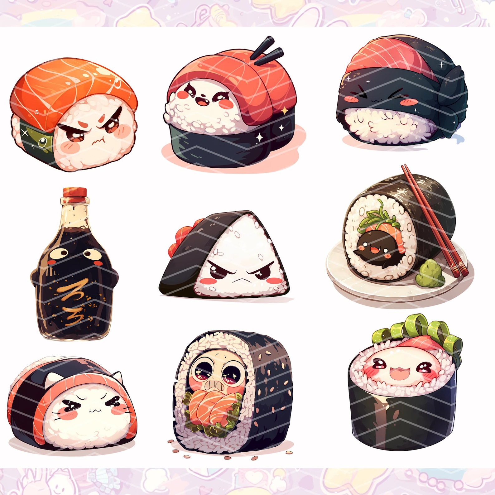 Goth Kawaii Cute Sushi Clipart Png, Spooky Food Japanese Asian ...