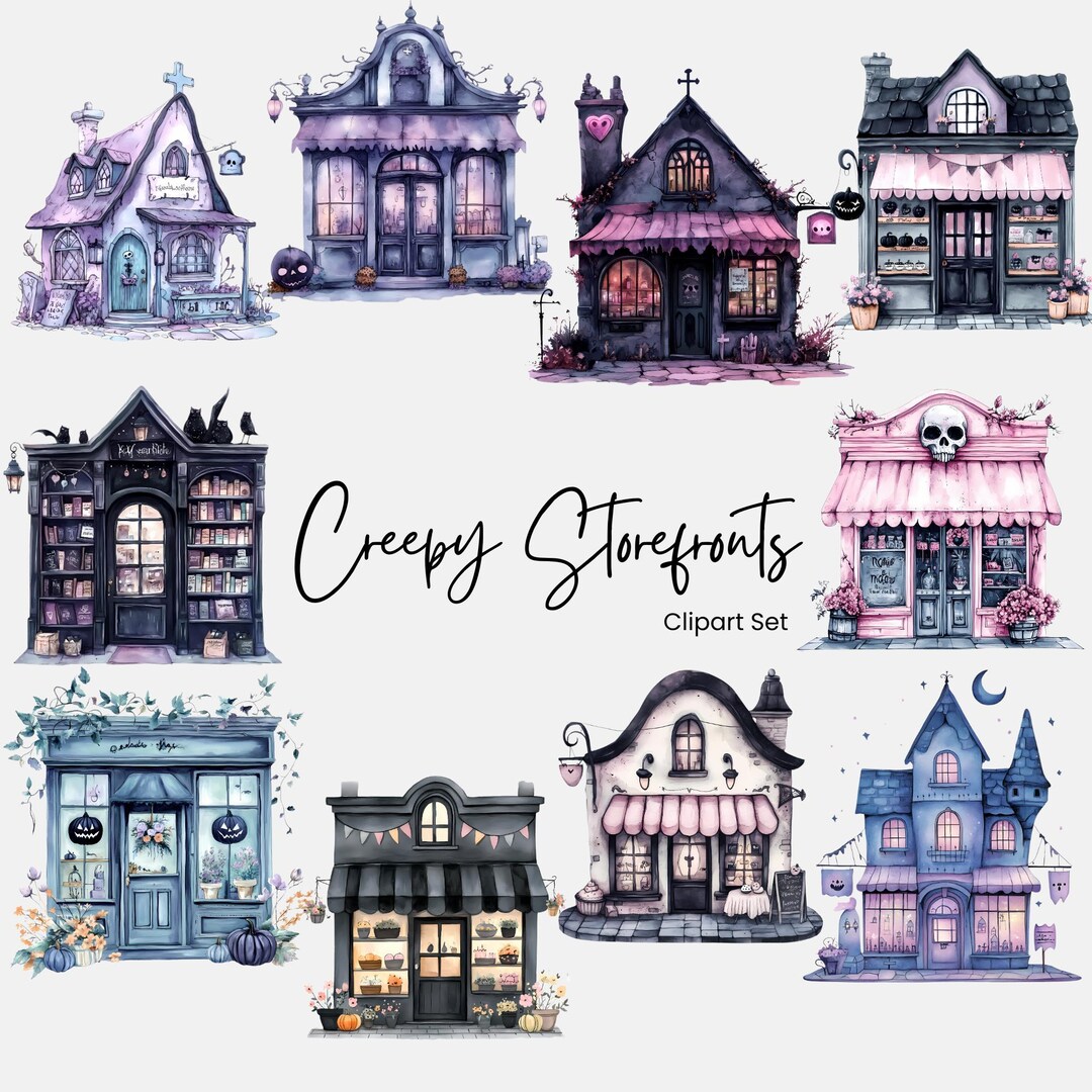 Spooky Storefront Clipart Png, Creepy Cute Halloween Shop Gothic Goth ...