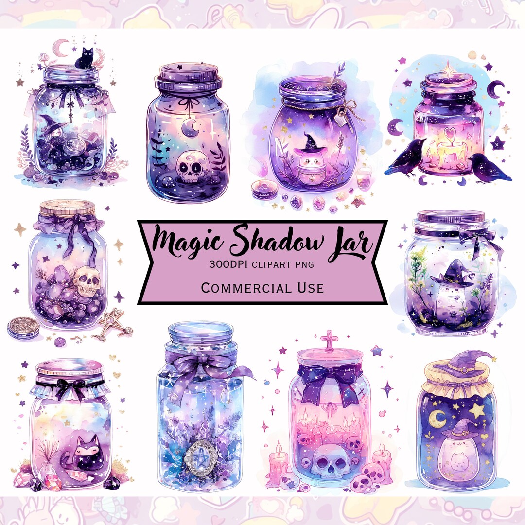 Pastel Goth Yamikawaii Fantasy Halloween Gothic Jar Clipart, Spooky ...