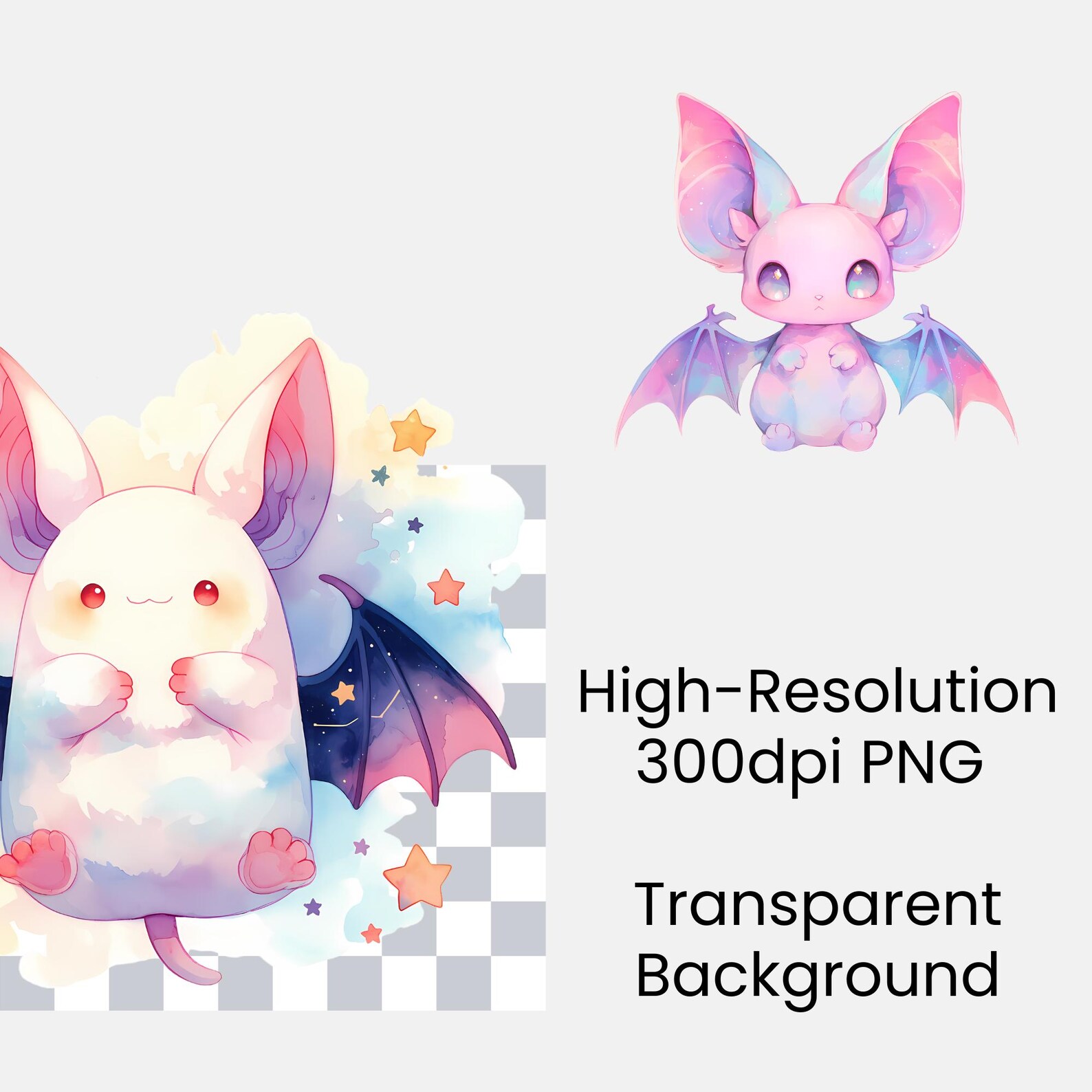 Cute Pastel Goth Bats Clipart Png, Not Spooky Gothic Kawaii Baby Bat ...