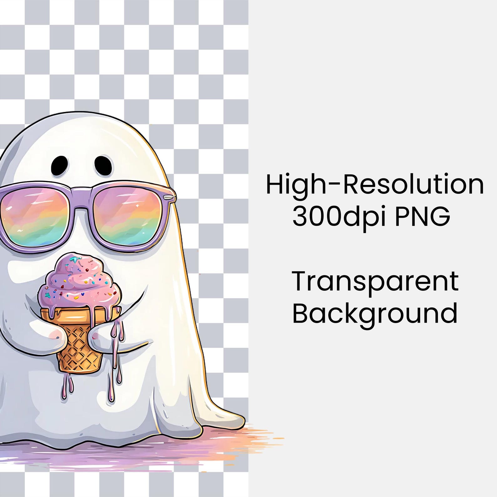 Summerween Ghost Clipart – Cute Spooky Beach Pngs, Halloween in July ...