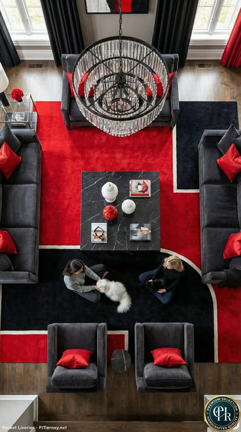 Modern Hand Tufted Red and Black Area Rug | 12x15 Abstract Geometric ...
