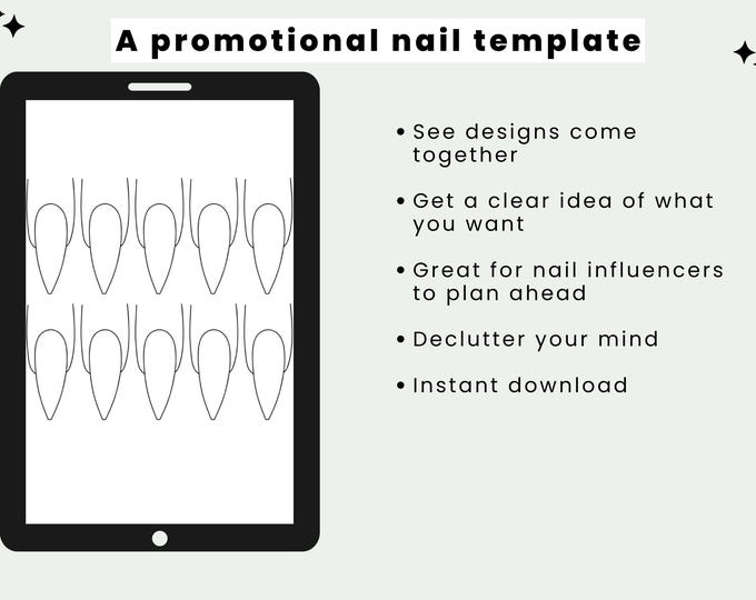 Nail Art Planner, Nail Design Template, Digital Nail Art Planner, Nail ...