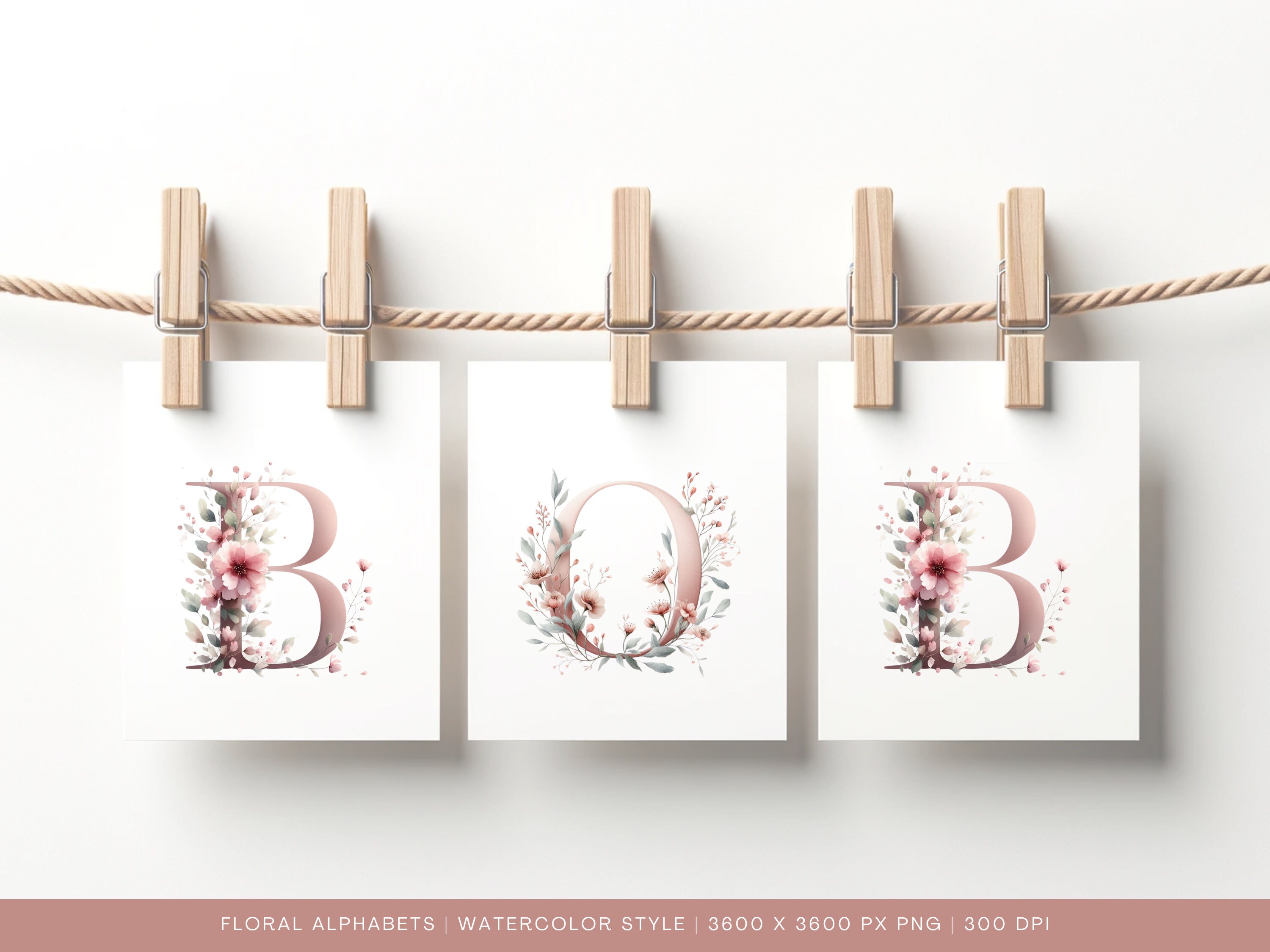 Floral Alphabet Clipart Bundle Cropped PNG File Instant Download ...