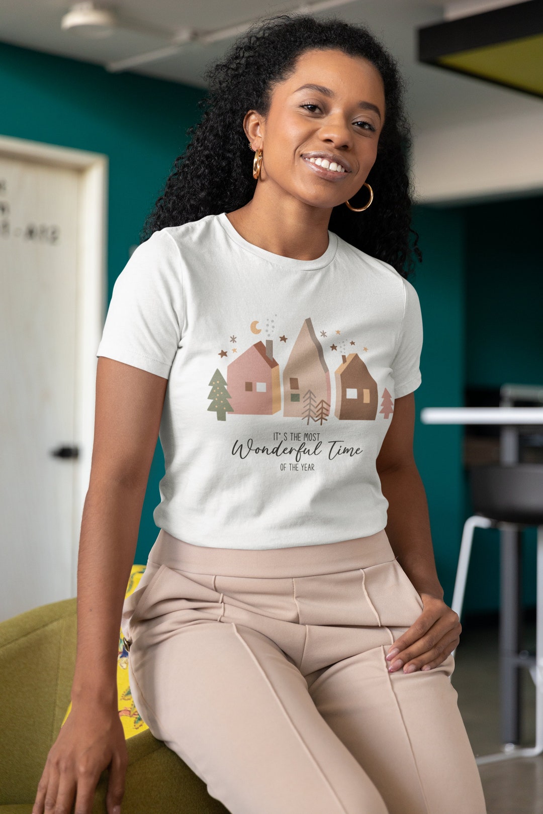 T-shirt: Christmas Houses 100% Baumwolle T-shirt Für - Etsy