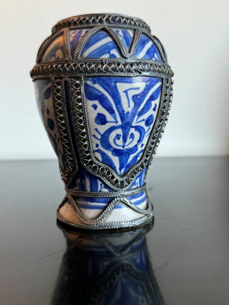 Antique Moroccan Blue Fez Vase Pottery - Etsy