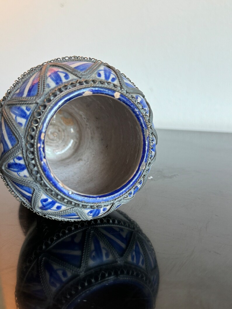 Antique Moroccan Blue Fez Vase Pottery - Etsy