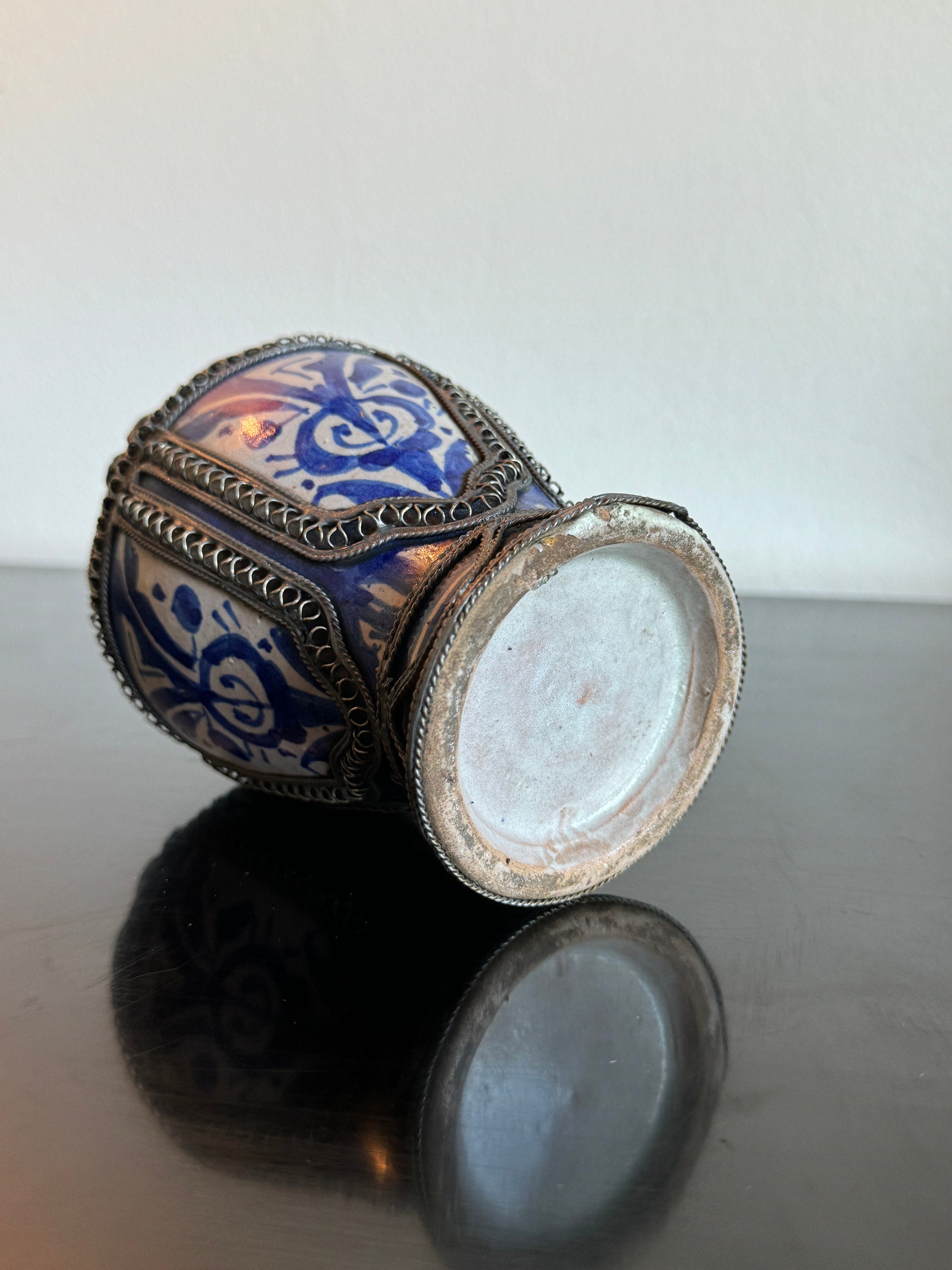 Antique Moroccan Blue Fez Vase Pottery - Etsy