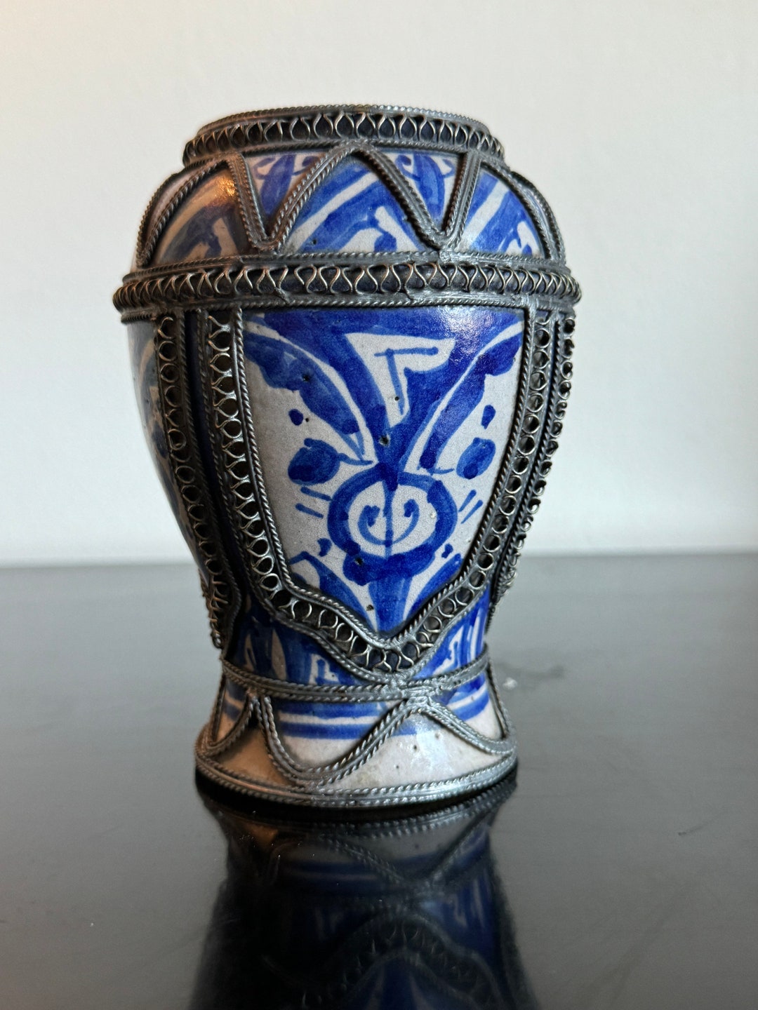 Antique Moroccan Blue Fez Vase Pottery - Etsy