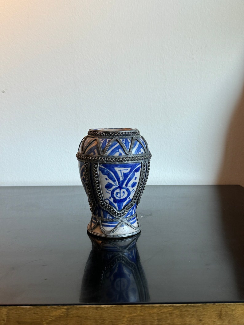 Antique Moroccan Blue Fez Vase Pottery - Etsy