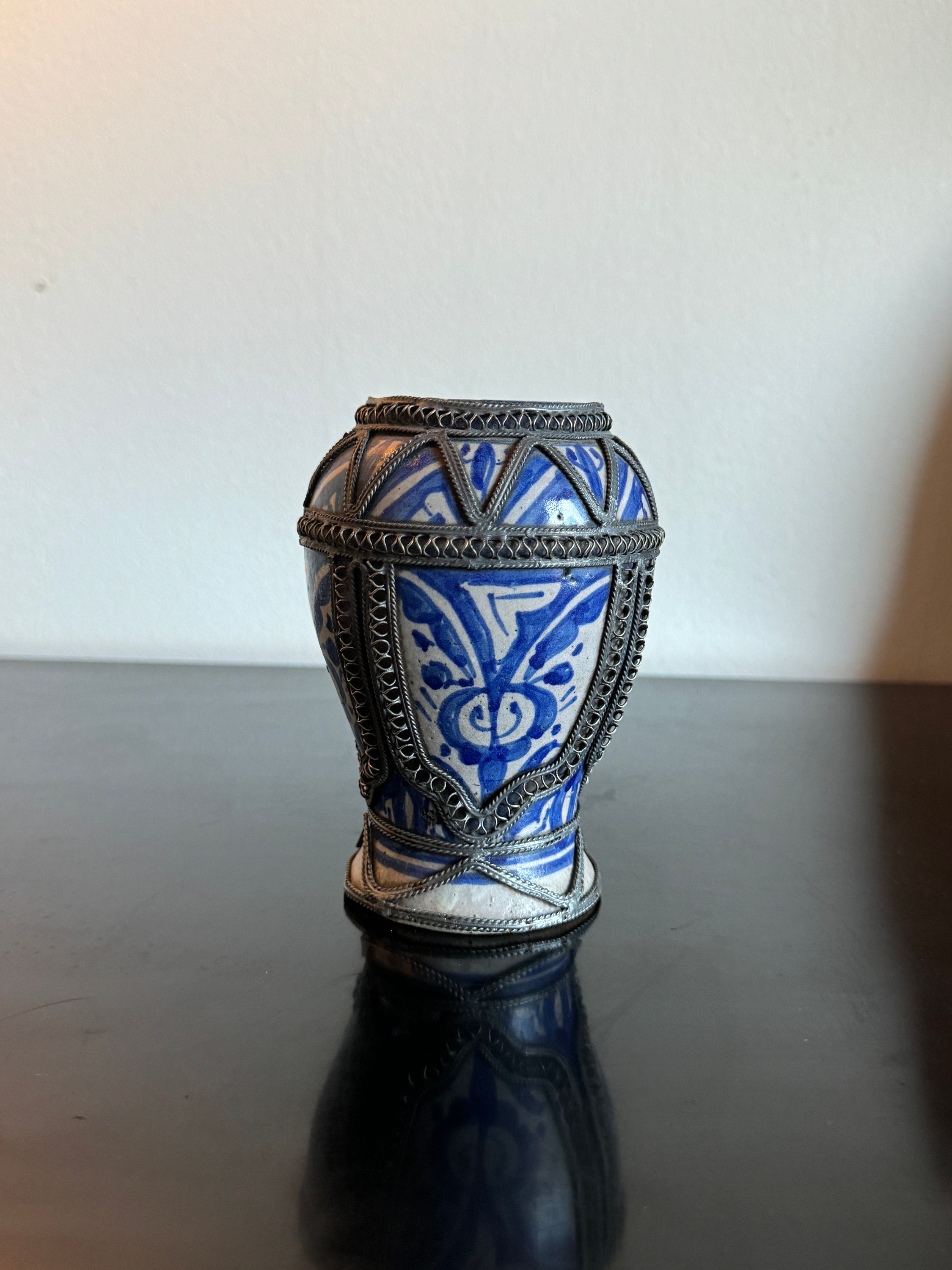 Antique Moroccan Blue Fez Vase Pottery - Etsy