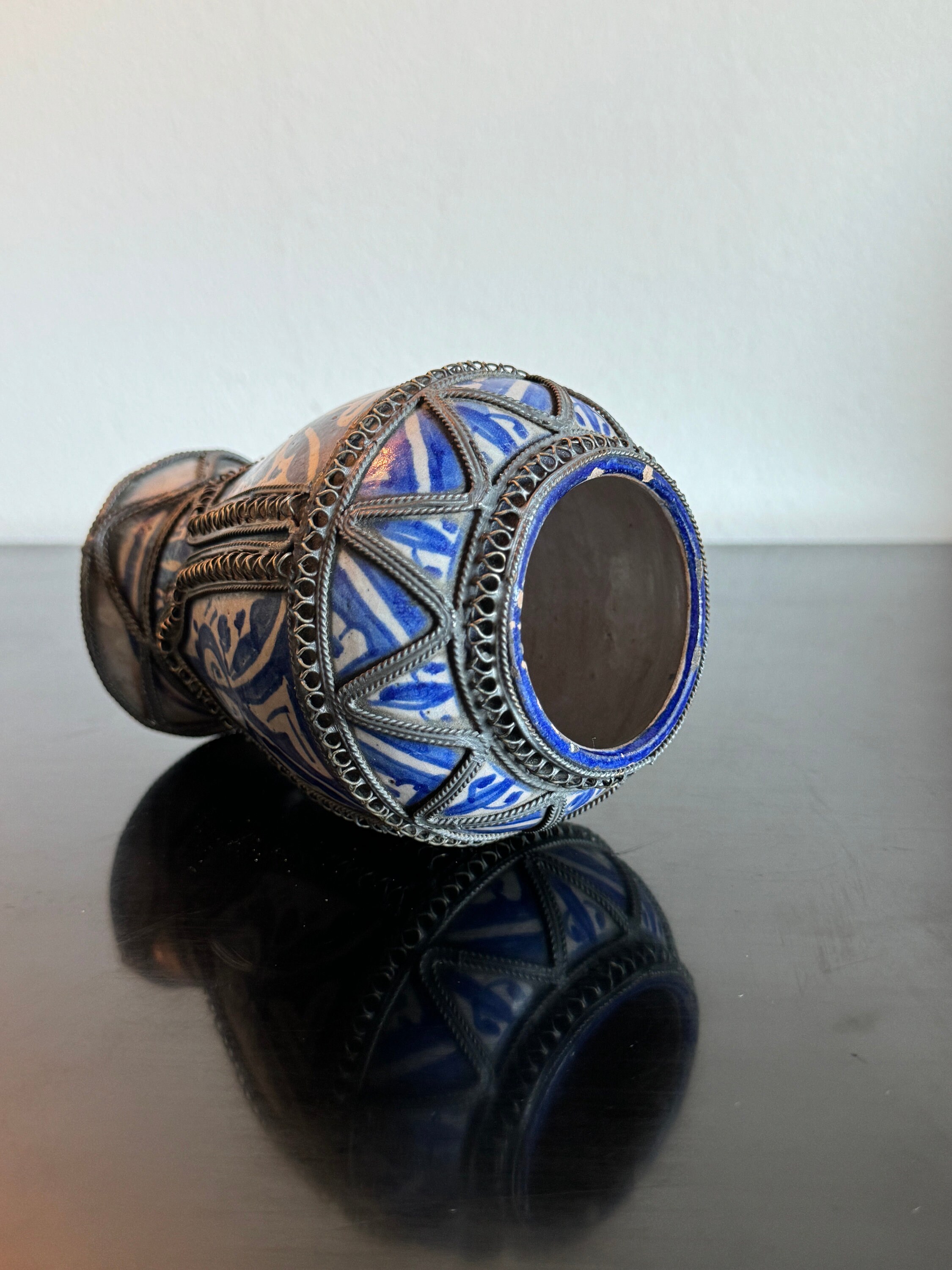 Antique Moroccan Blue Fez Vase Pottery - Etsy