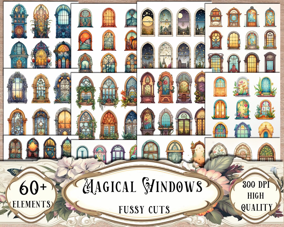 Magical Windows Fussy Cuts: Junk Journal Printable Ephemera (digital ...