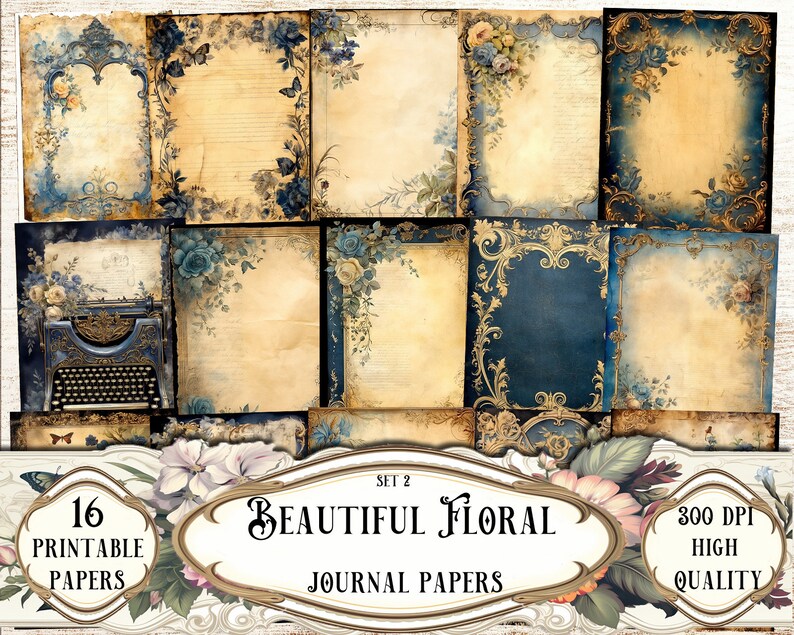 Beautiful Floral Journal Papers, Printable Papers, Digital Papers, Junk ...