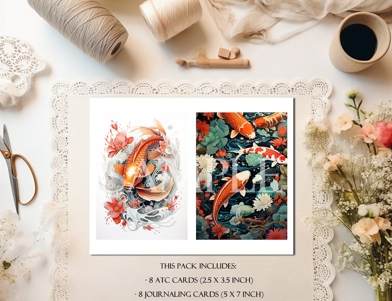 Koi Fish Printable Cards: Junk Journal Ephemera (digital Download) - Etsy