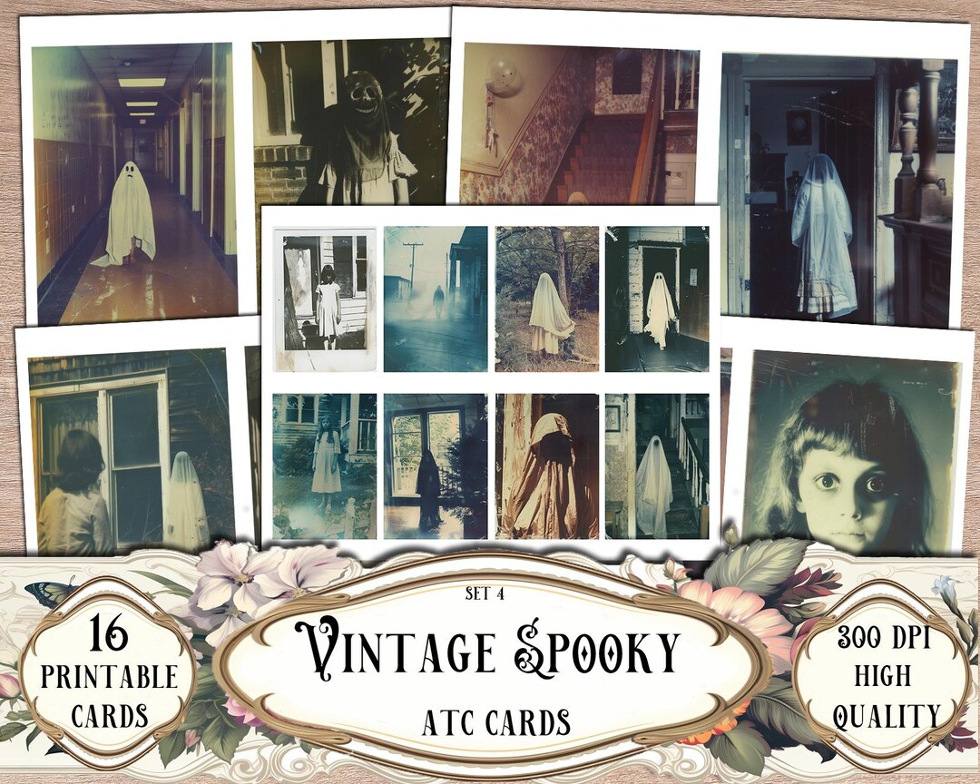 Vintage Spooky Printable ATC Cards: Ephemera Collage Sheets (digital ...