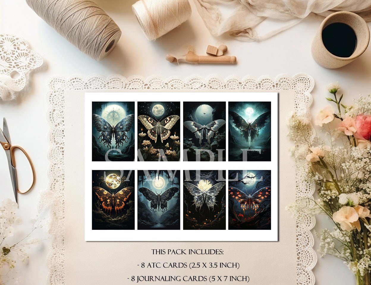 Mystical Moth Printable ATC Cards, Junk Journal Kit, Scrapbooking ...
