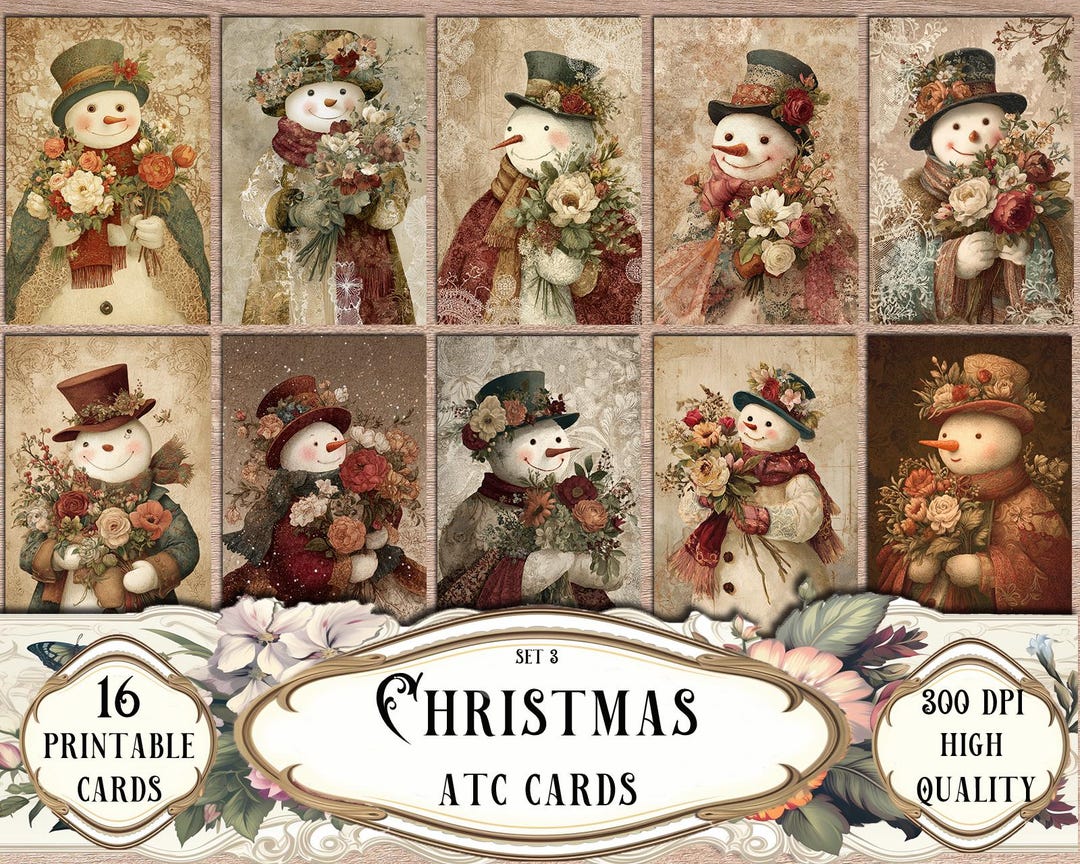 Christmas ATC Cards: Ephemera Collage Sheets (digital Download) - Etsy