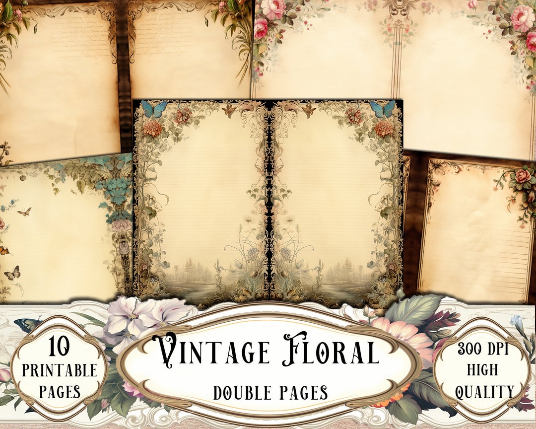 Vintage Floral Journal Pages: Printable Ephemera Kit (digital Download ...