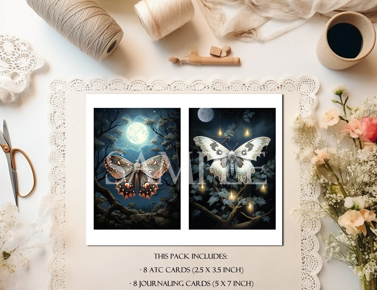 Mystical Moth Printable ATC Cards, Junk Journal Kit, Scrapbooking ...