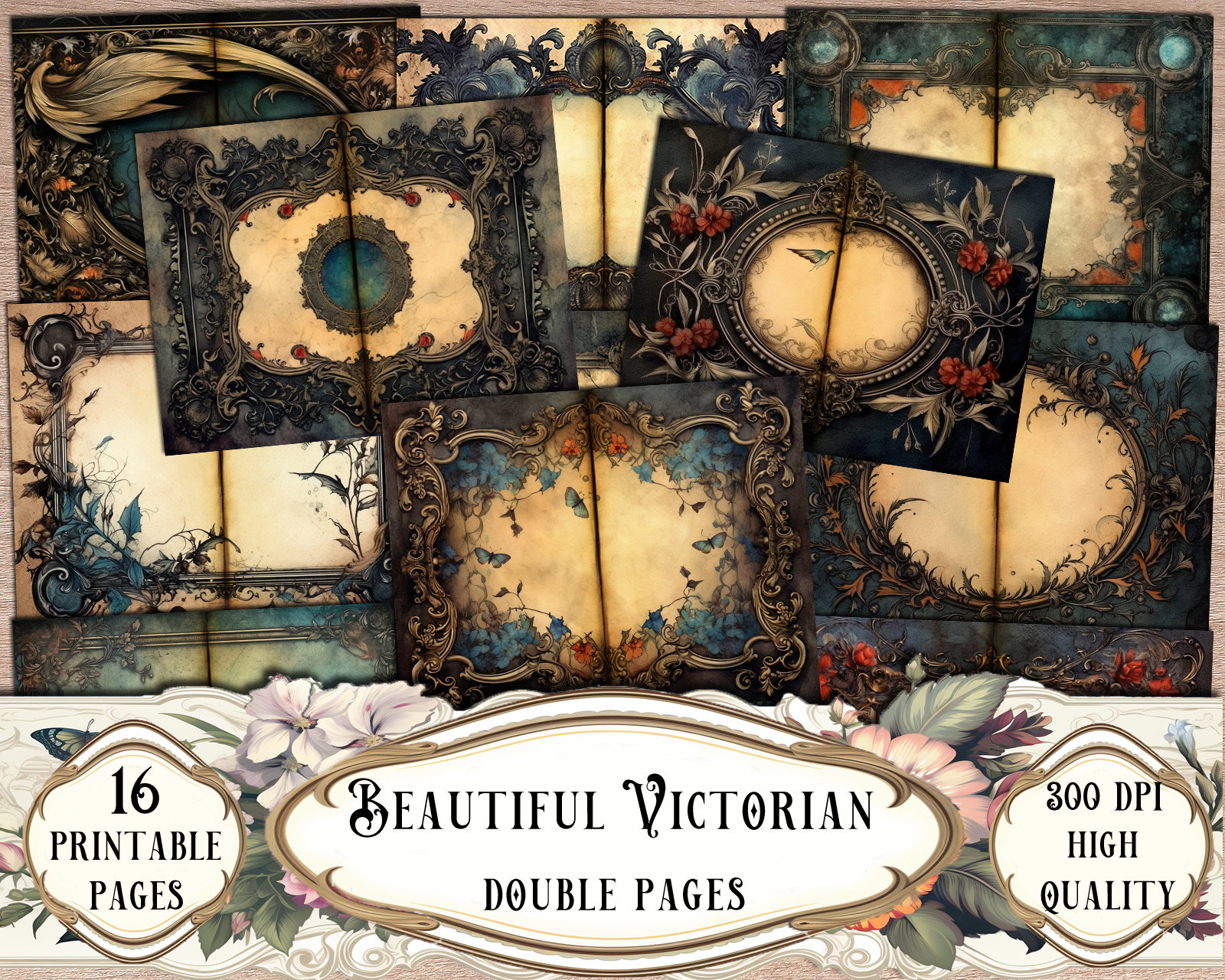 Beautiful Victorian Double Journal Pages, Junk Journal Kit, Printable ...