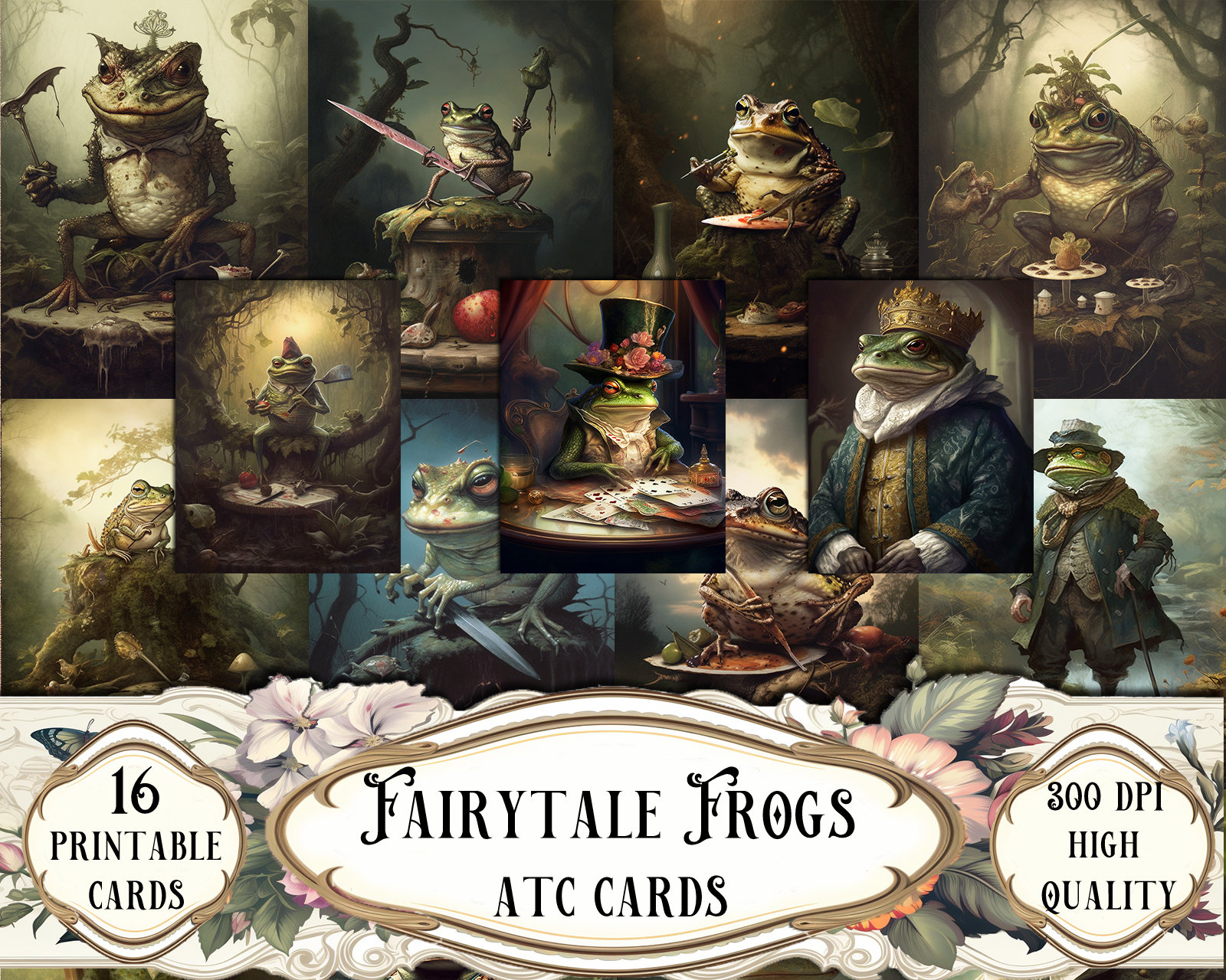 Fairytale Frogs Printable Cards: Junk Journal Ephemera (digital ...
