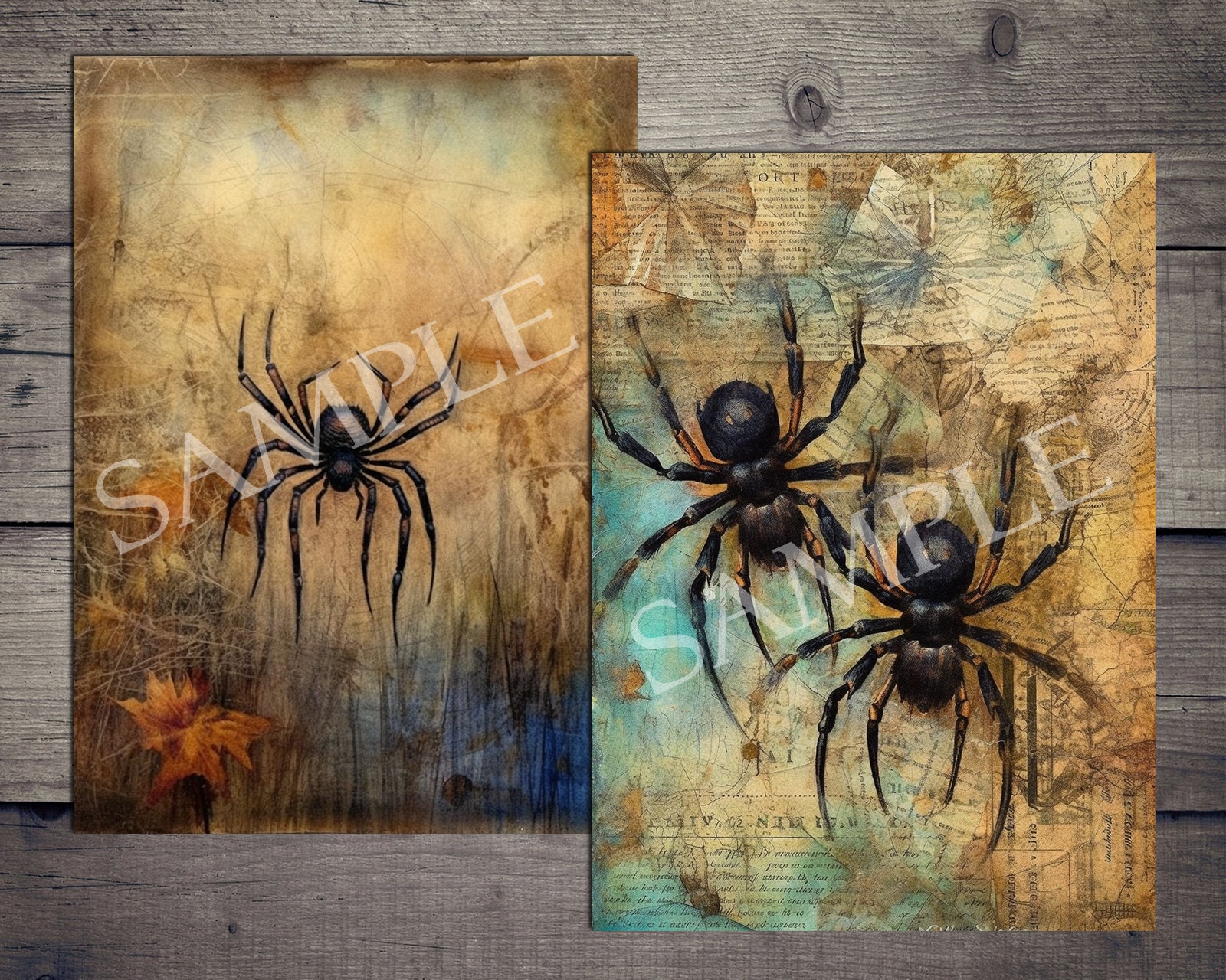 Creepy Spiders Printable ATC Cards, Junk Journal Kit, Scrapbooking ...
