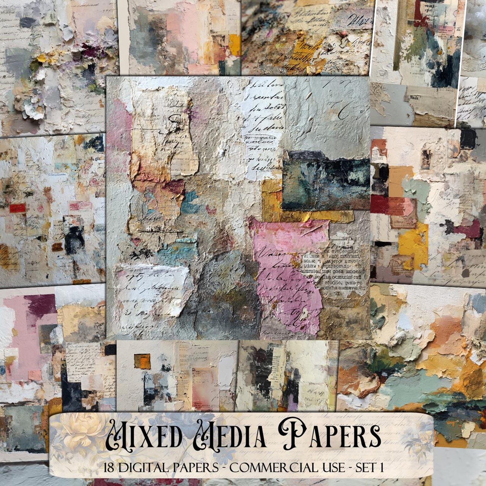 Mixed Media Digital Papers: Printable Junk Journal Kit (digital ...