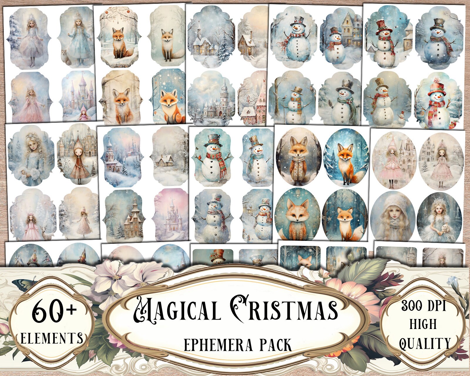 240 Elements Ephemera Pack BUNDLE, Junk Journal Kit, Scrapbooking ...