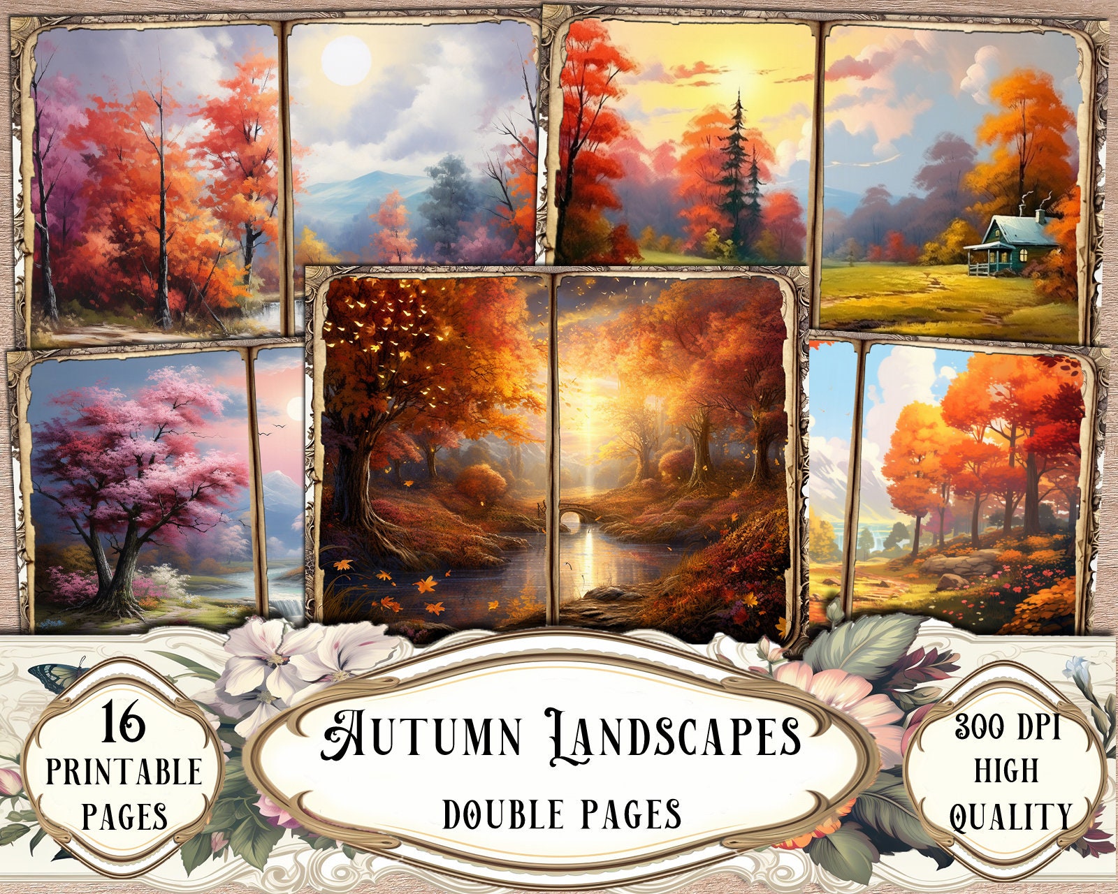 64 Double Journal Pages, Junk Journal Kit, Printable Papers, Digital ...