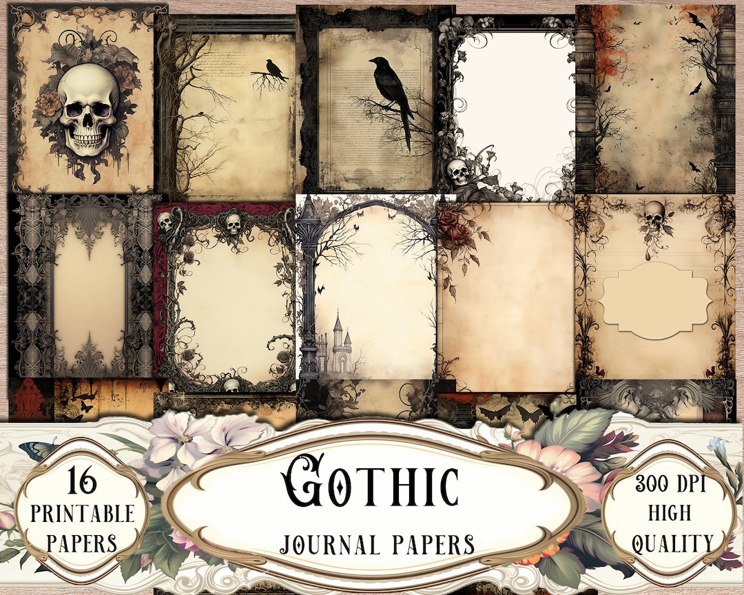 Gothic Journal Papers, Digital Papers, Printable Papers, Junk Journal ...