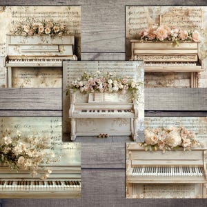 Shabby Piano Journal Papers, Digital Papers, Printable Papers, Junk ...