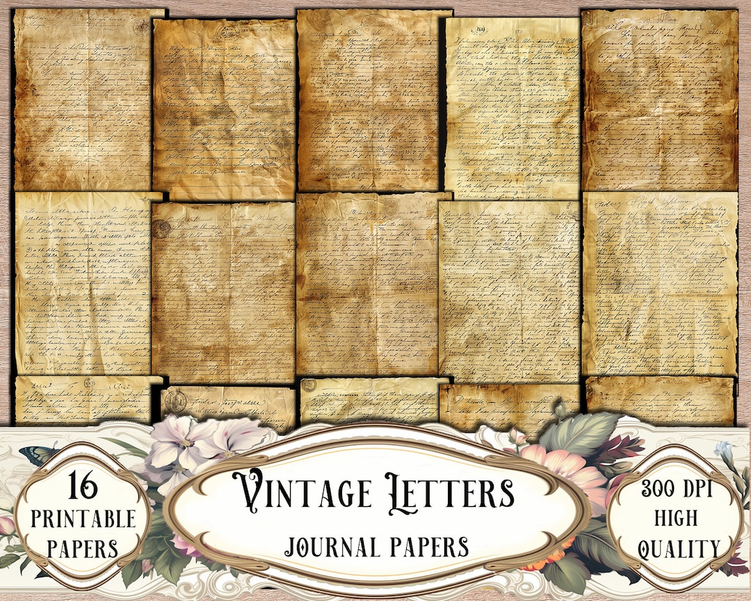 Vintage Letters Journal Papers, Digital Papers, Printable Papers, Junk ...