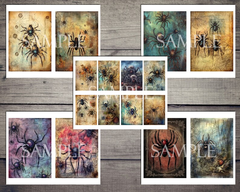 Creepy Spiders Printable ATC Cards, Junk Journal Kit, Scrapbooking ...