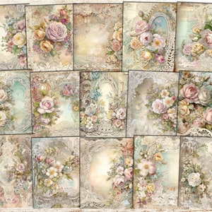 Vintage Lace Floral Journal Papers, Digital Papers, Printable Papers ...