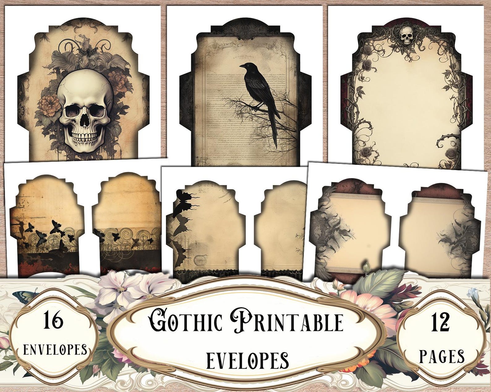 Gothic Printable Envelopes: Junk Journal & Scrapbooking (digital ...