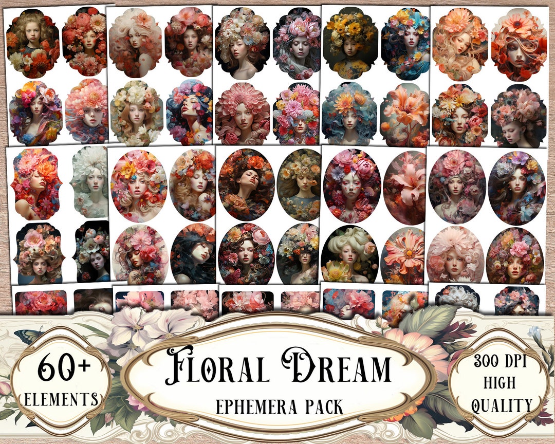 Floral Ephemera Pack, Junk Journal Kit, Scrapbooking, Scrapbook ...