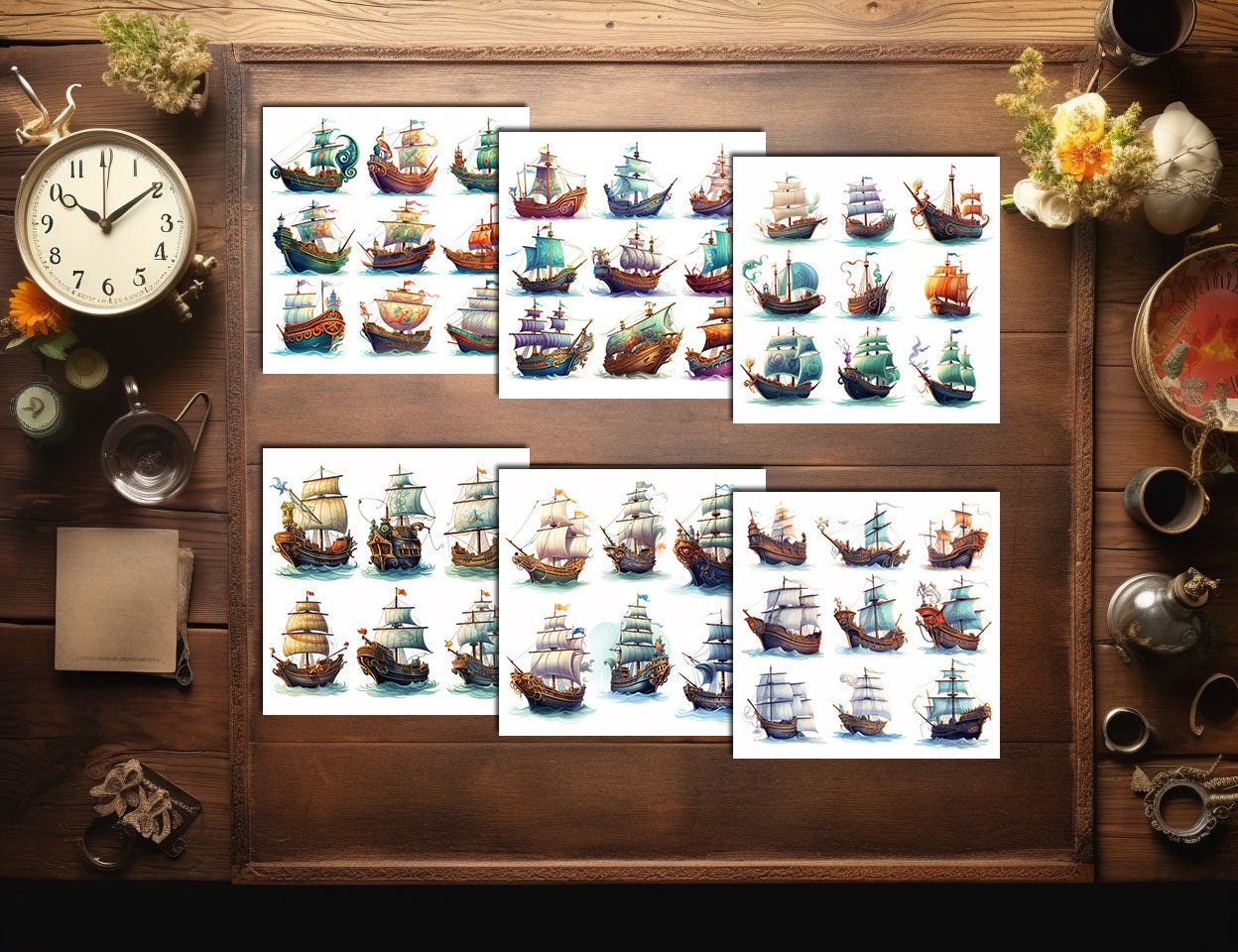 Ships Printable Fussy Cuts, Printable Stickers, Junk Journal Kit ...