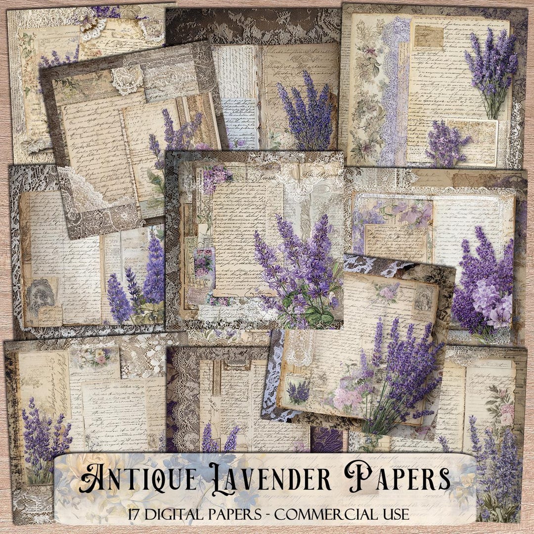 Antique Lavender Digital Papers: Printable Junk Journal Kit (digital ...