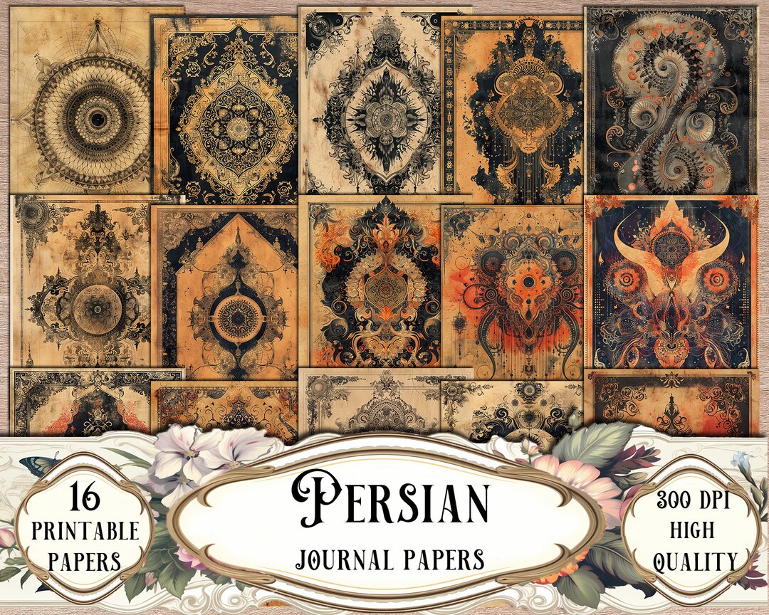 Persian Printable Journal Papers, Digital Papers, Junk Journal Kit ...