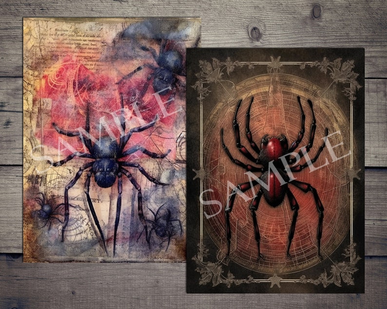 Creepy Spiders Printable ATC Cards, Junk Journal Kit, Scrapbooking ...