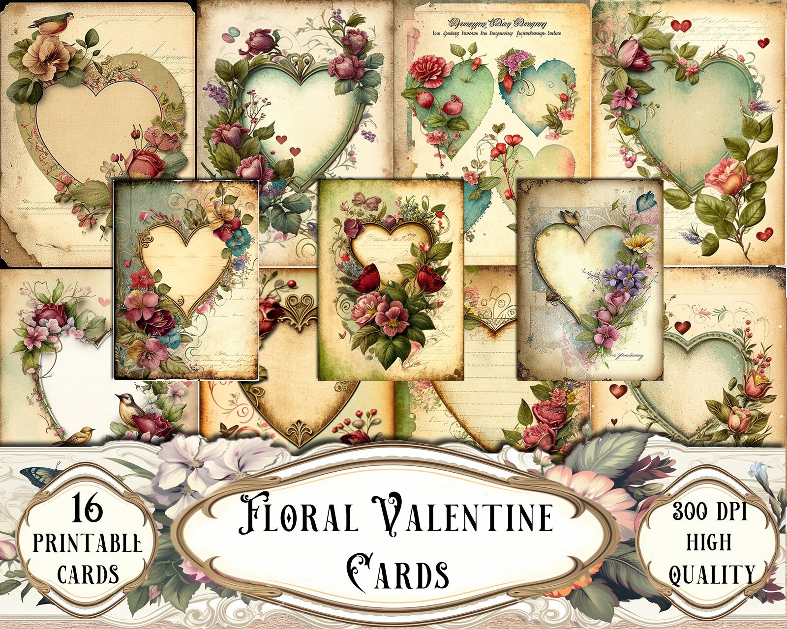 60 Printable ATC Cards BUNDLE, Printable Cards, Junk Journal Kit ...