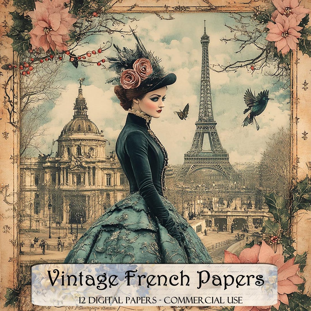 Vintage French Journal Papers: Printable Scrapbook Kit (digital ...