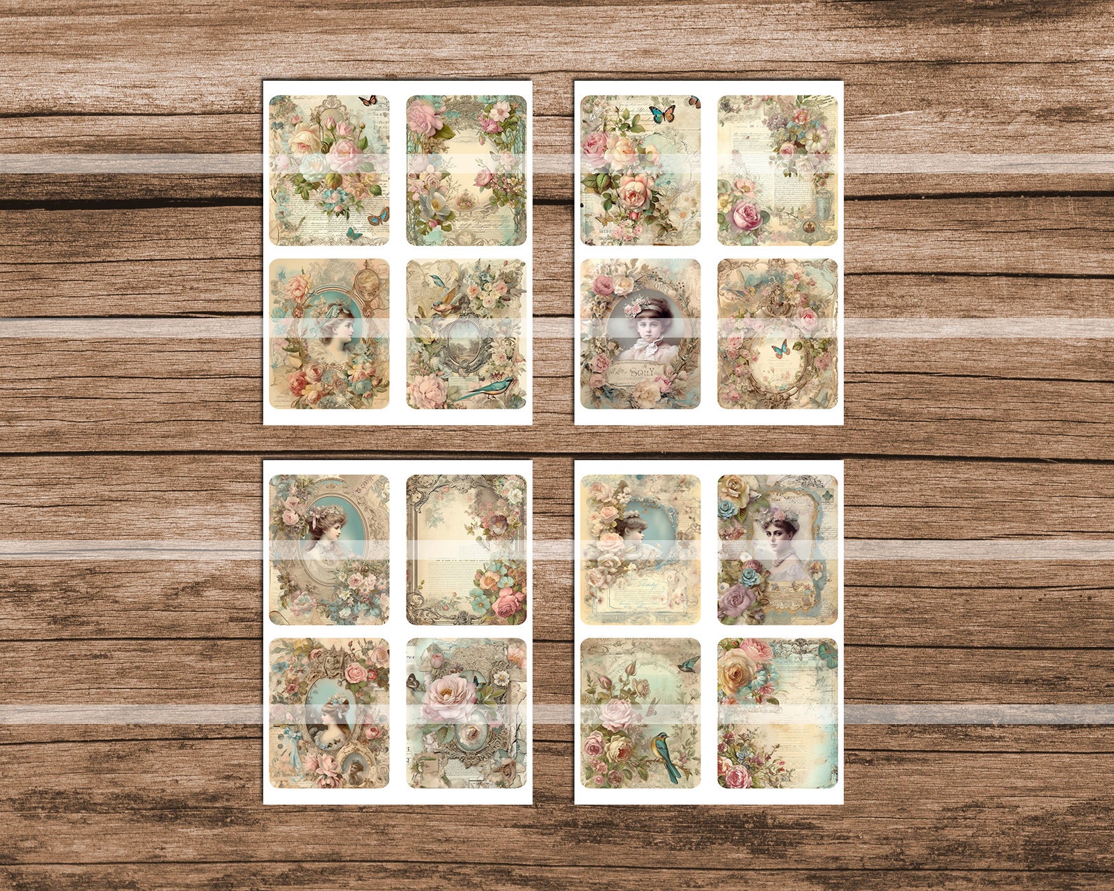 Shabby Chic Ephemera Pack: Junk Journal Collage Sheets (print and Cut ...