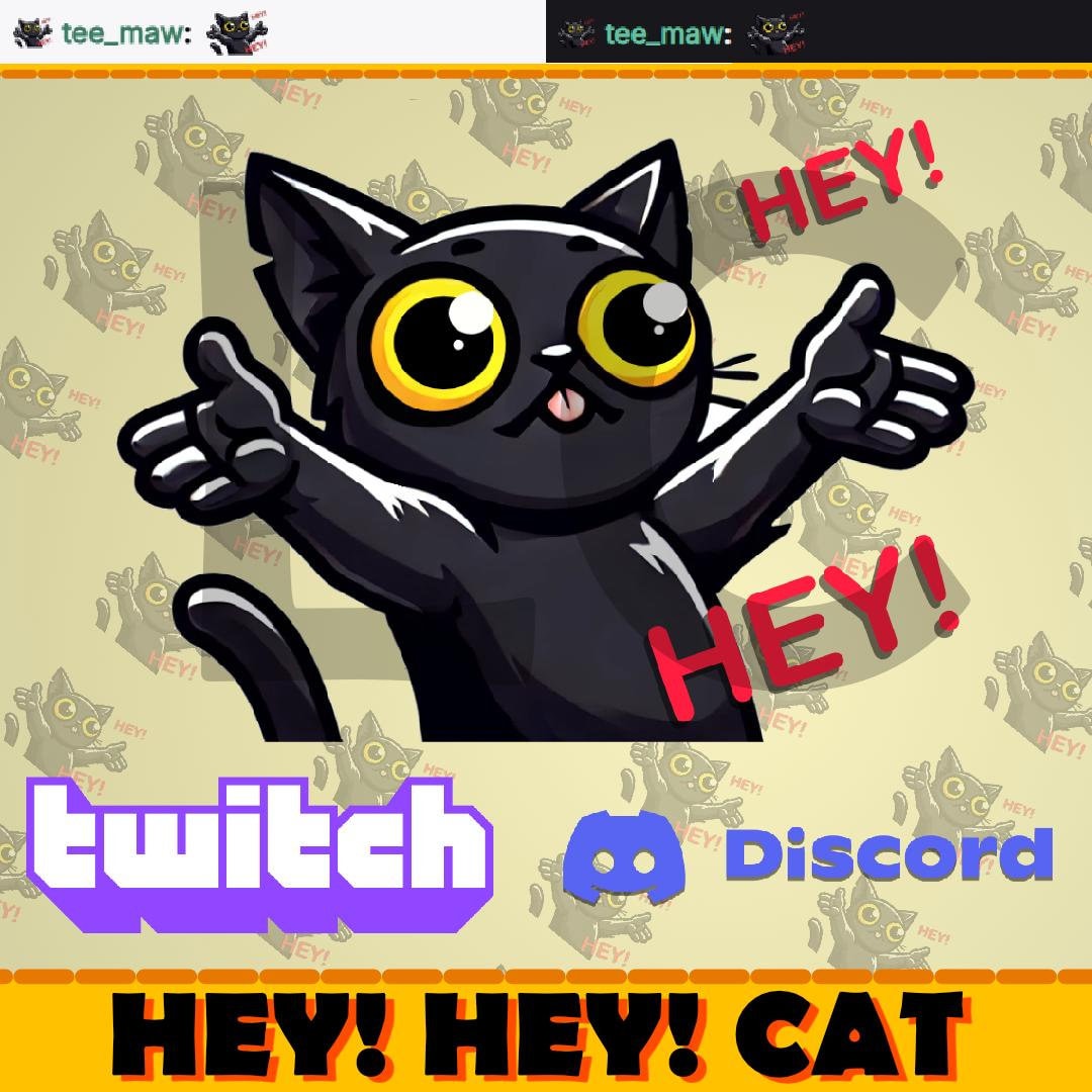 Black Cat Twitch Emote | HEY HEY CAT| Twitch and Discord Emote ...